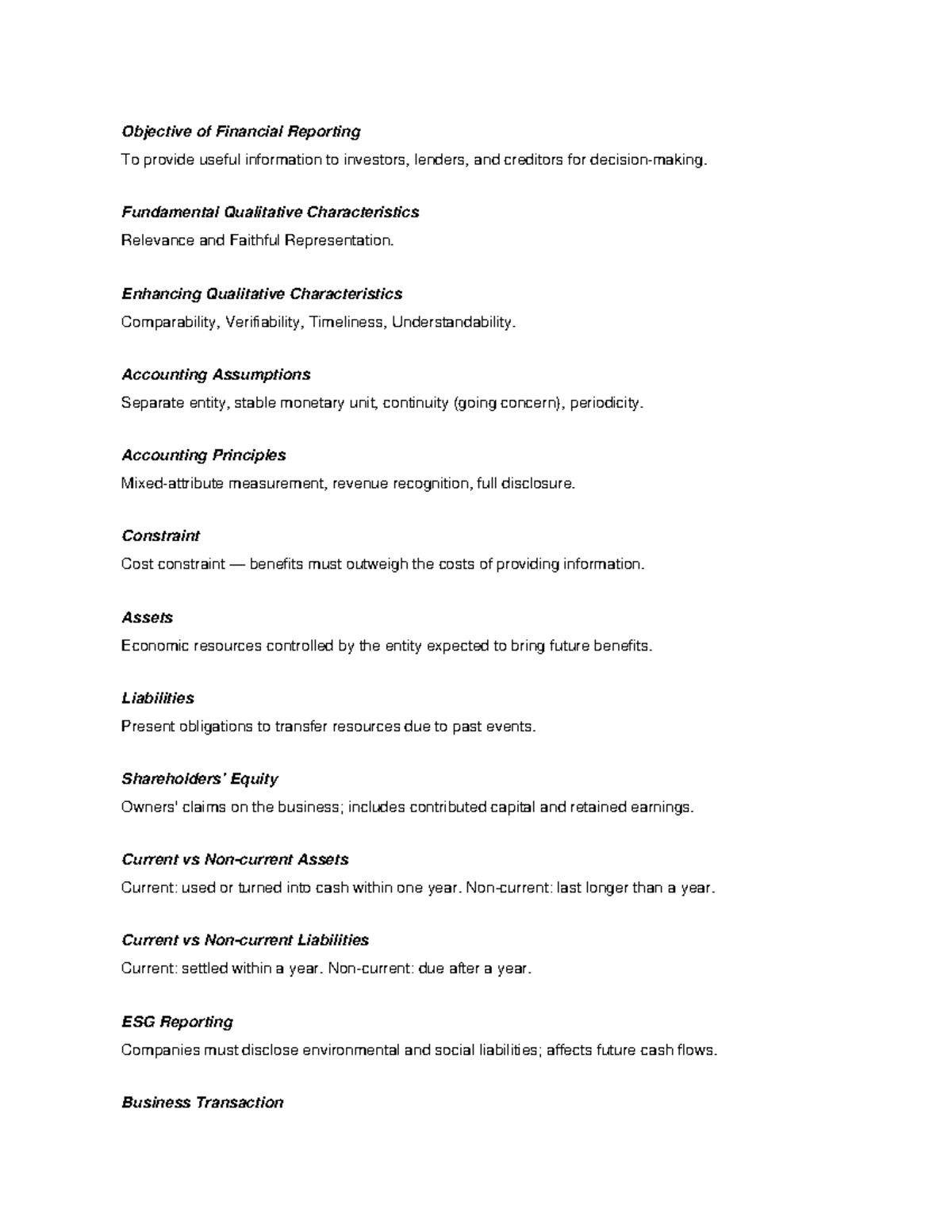 Accounting Chapter 2 Flashcards: Financial Reporting Objectives ...