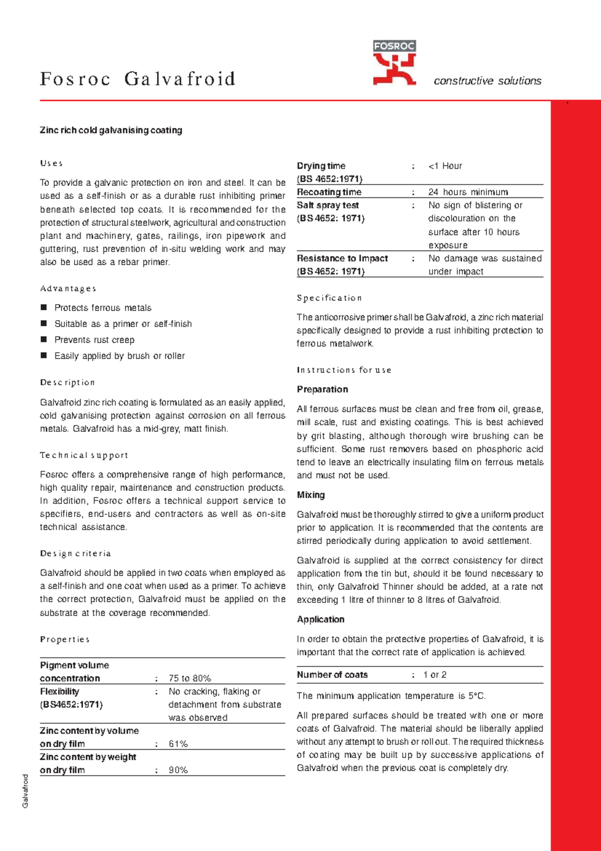 Galvafroid Zinc Rich Coating: Technical Info & Application Guide - Studocu
