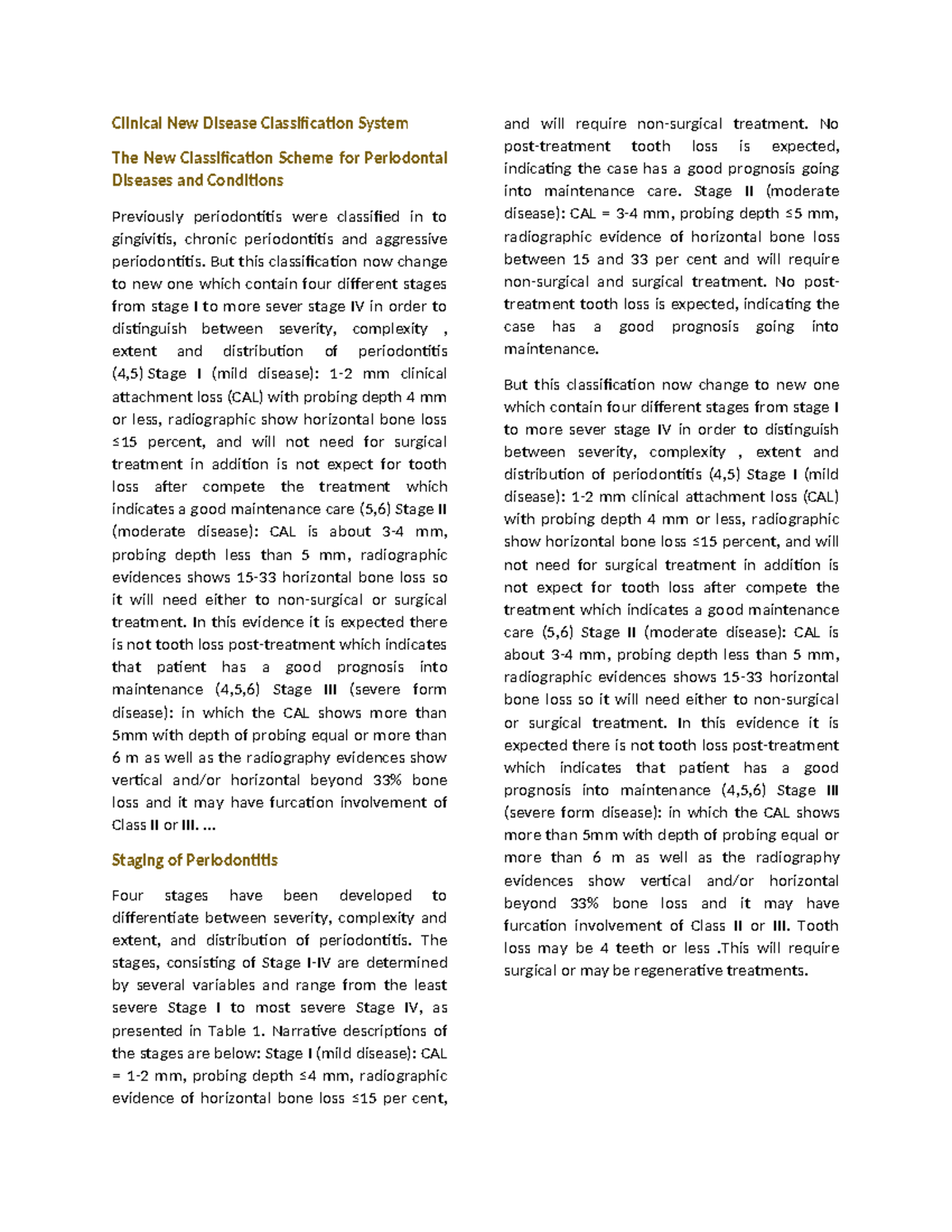 Periodontics Lecture - Clinical New Disease Classification System The ...