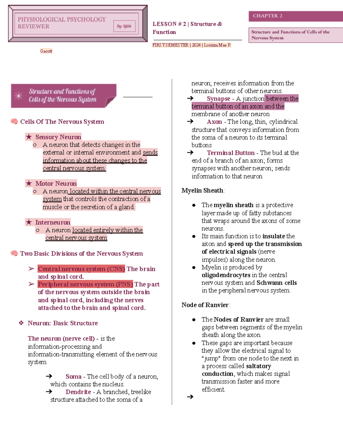 Physio #02: Structure & Functions of Nervous System Cells - 1st Sem ...