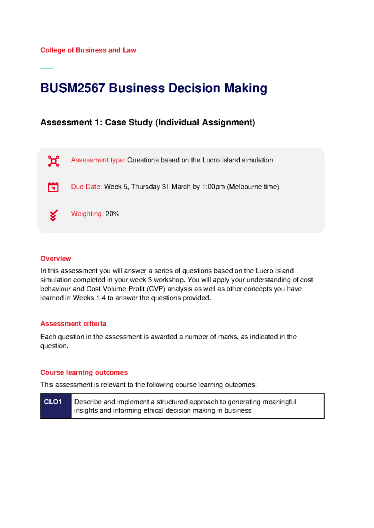 BUSM2567 Assignment Brief - College of Business and Law — BUSM2567 ...