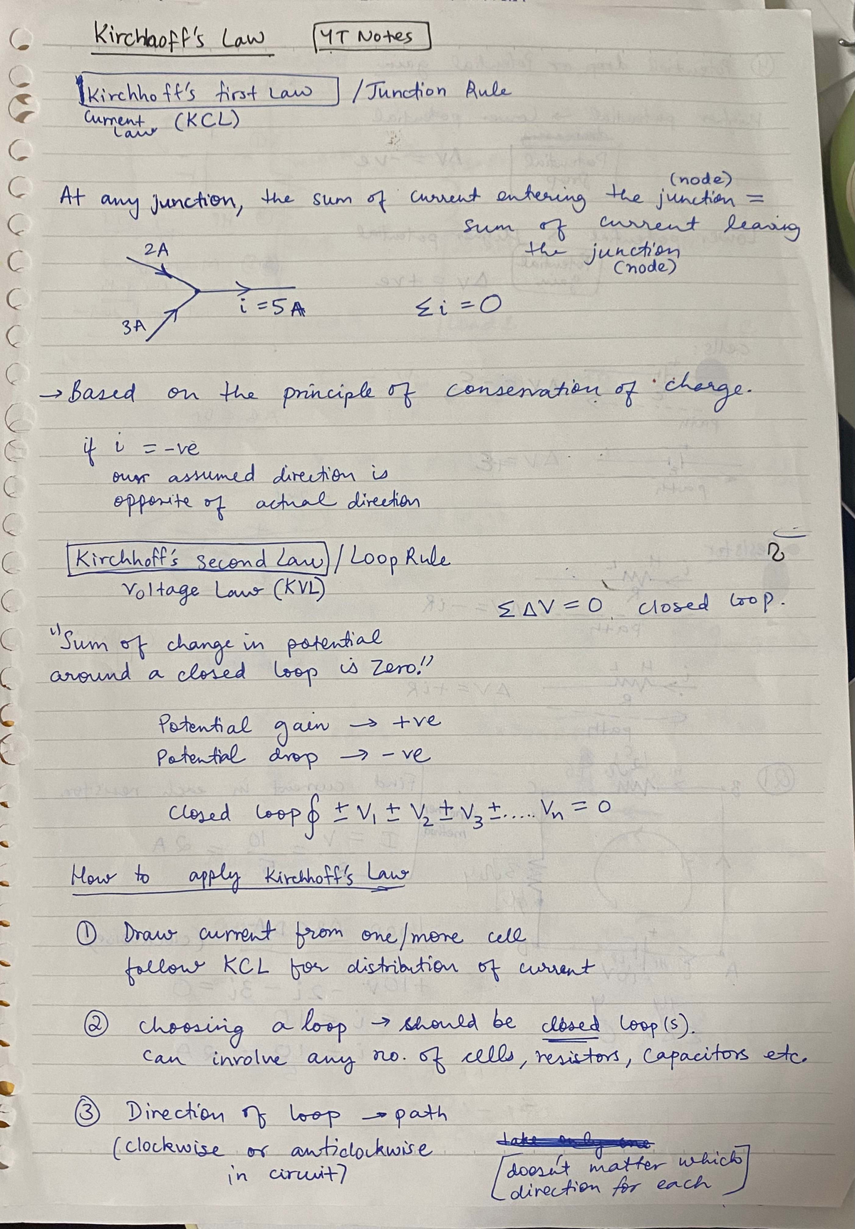 4507 - Kirchhoff's Law Notes: Current & Voltage Rules - Studocu