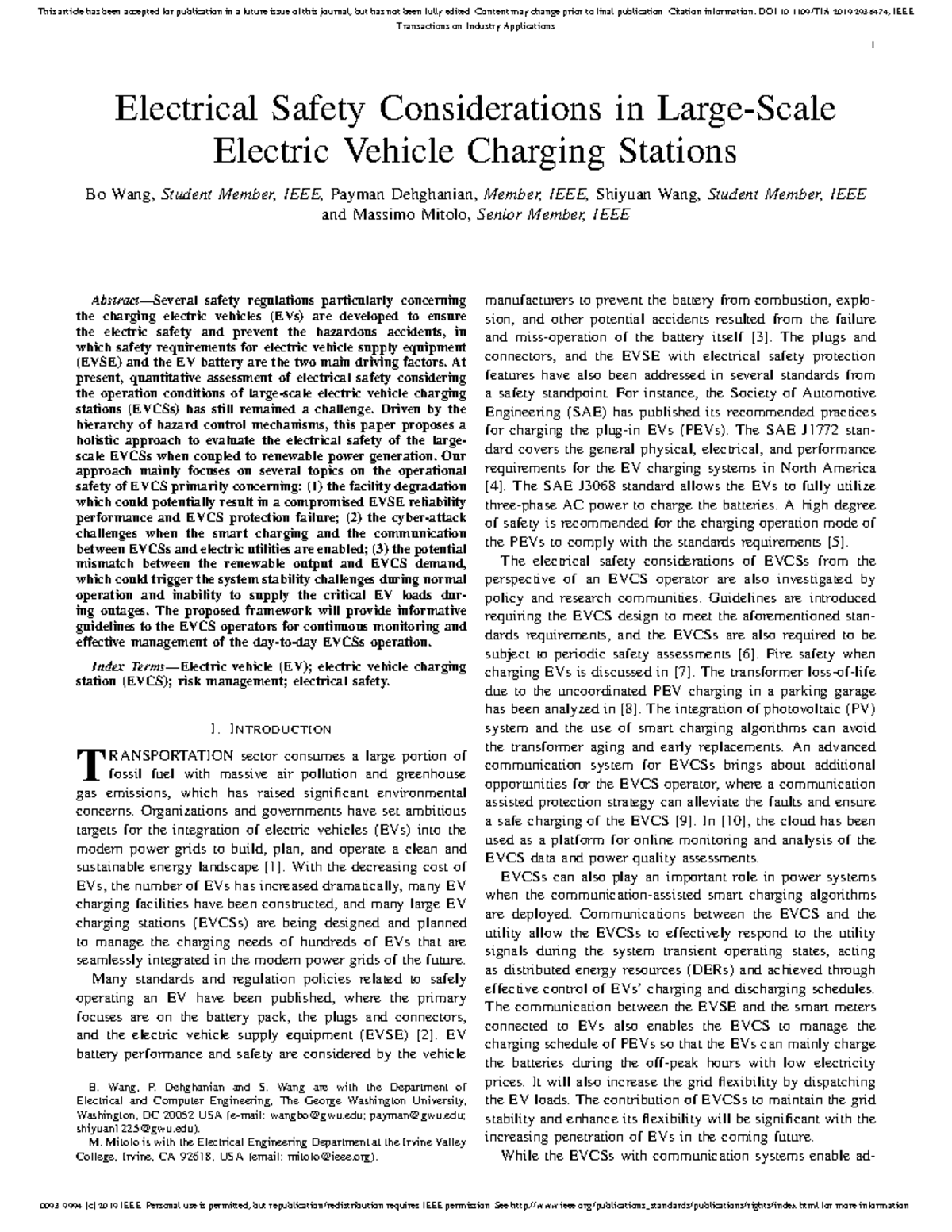 Electrical Safety in EV Charging Stations: A Comprehensive Risk ...