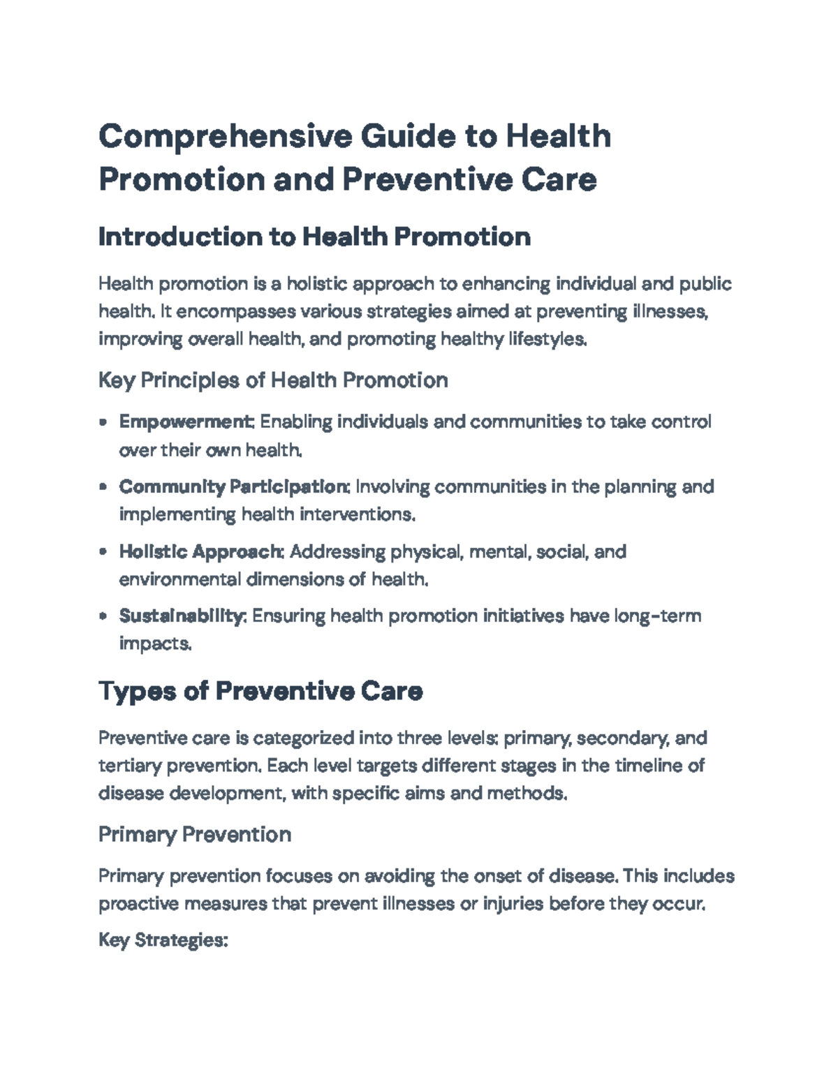 Comprehensive Guide to Health Promotion and Preventive Care ...