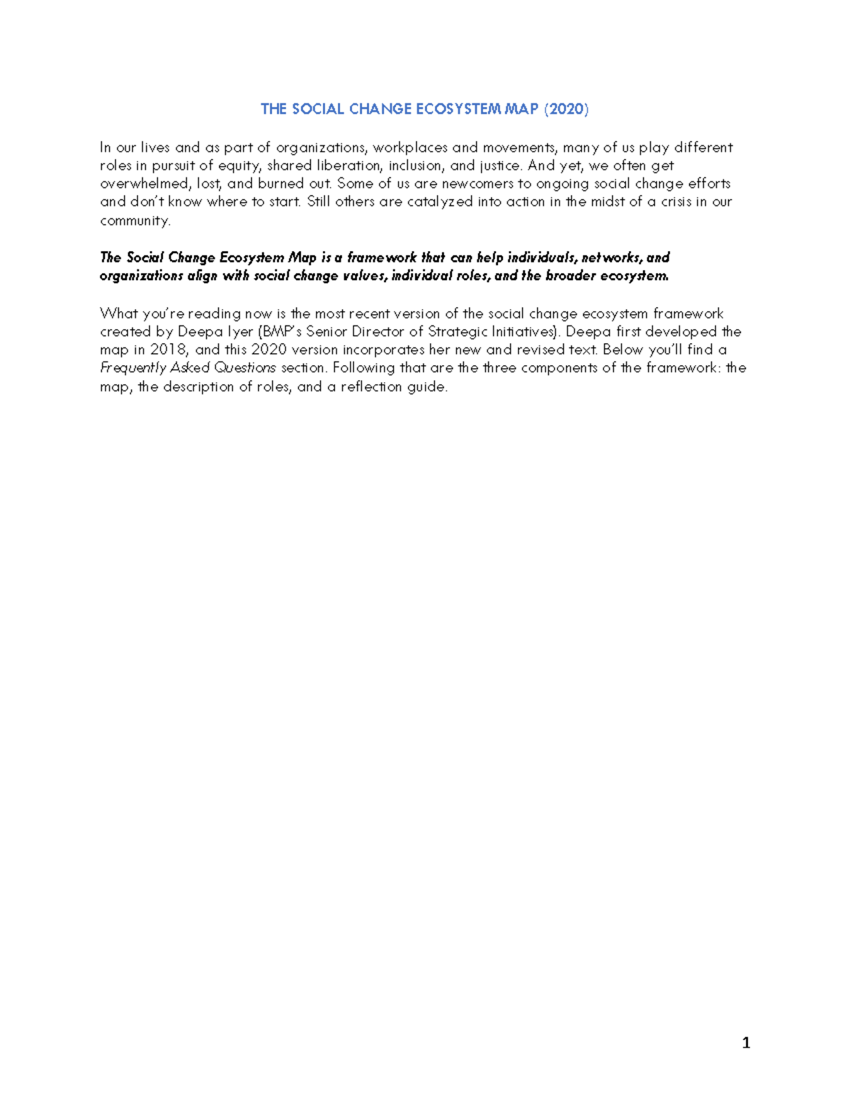 Social Change Ecosystem Map: A 2020 Guide to Justice & Inclusion - Studocu