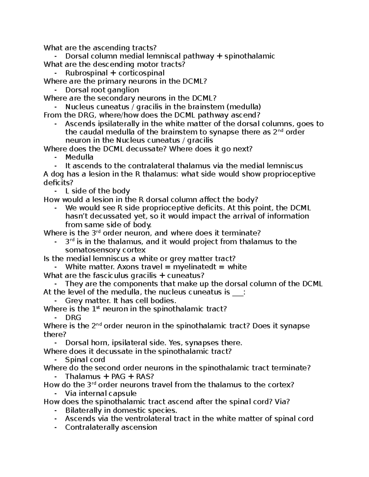 Veterinary Neurology Study Guide: CNS Disorders & Pathways (VET 301 ...