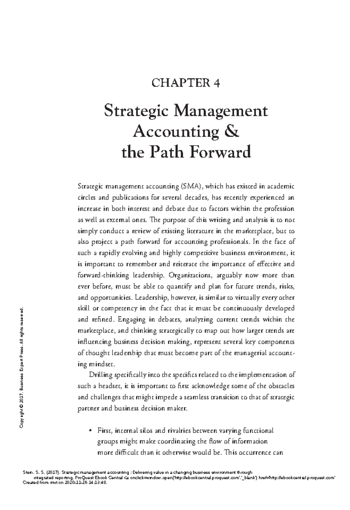 Strategic Management Accounting & the Path Forward - CHAPTER 4 ...