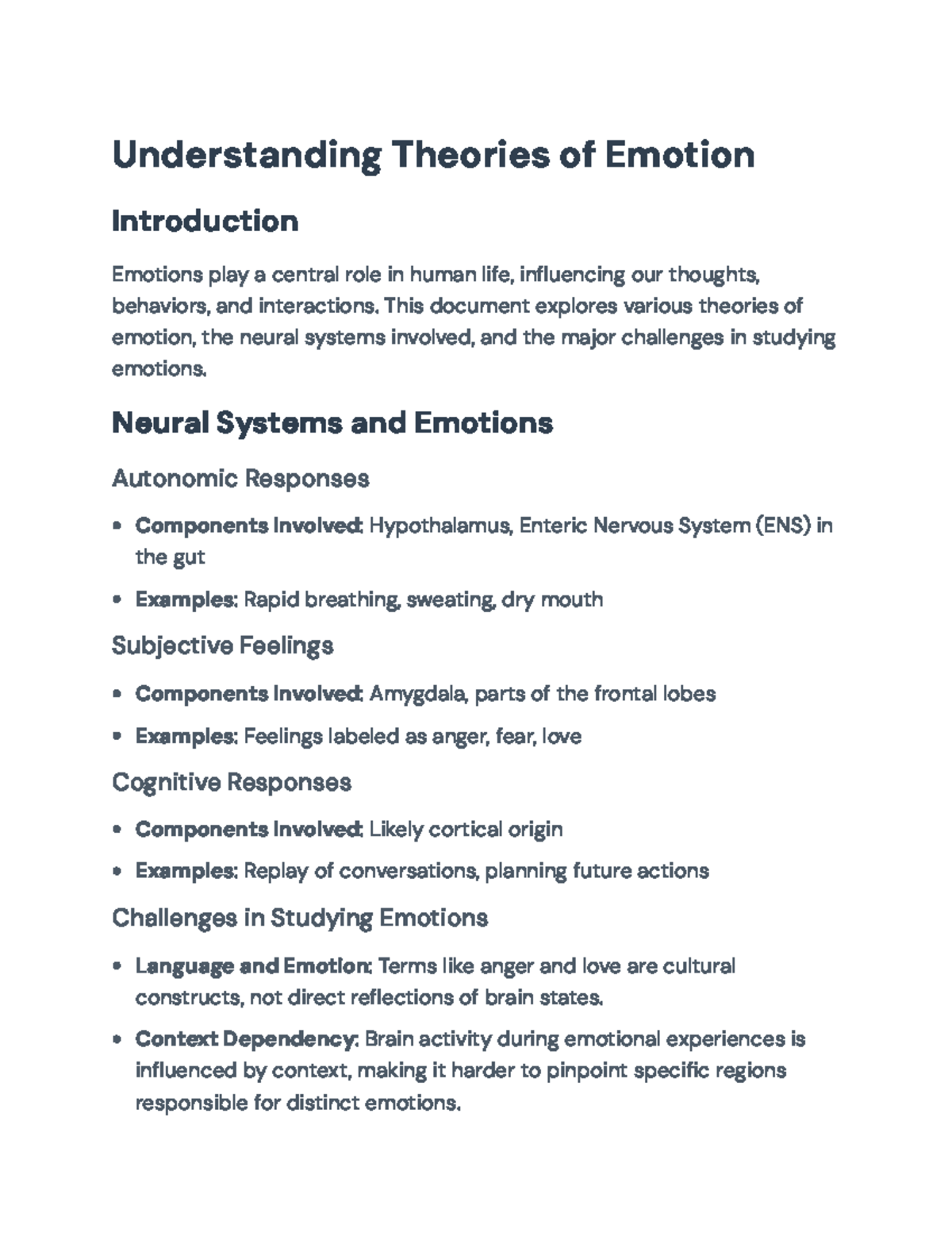 Understanding Theories of Emotion and Neural Systems in Psychology ...