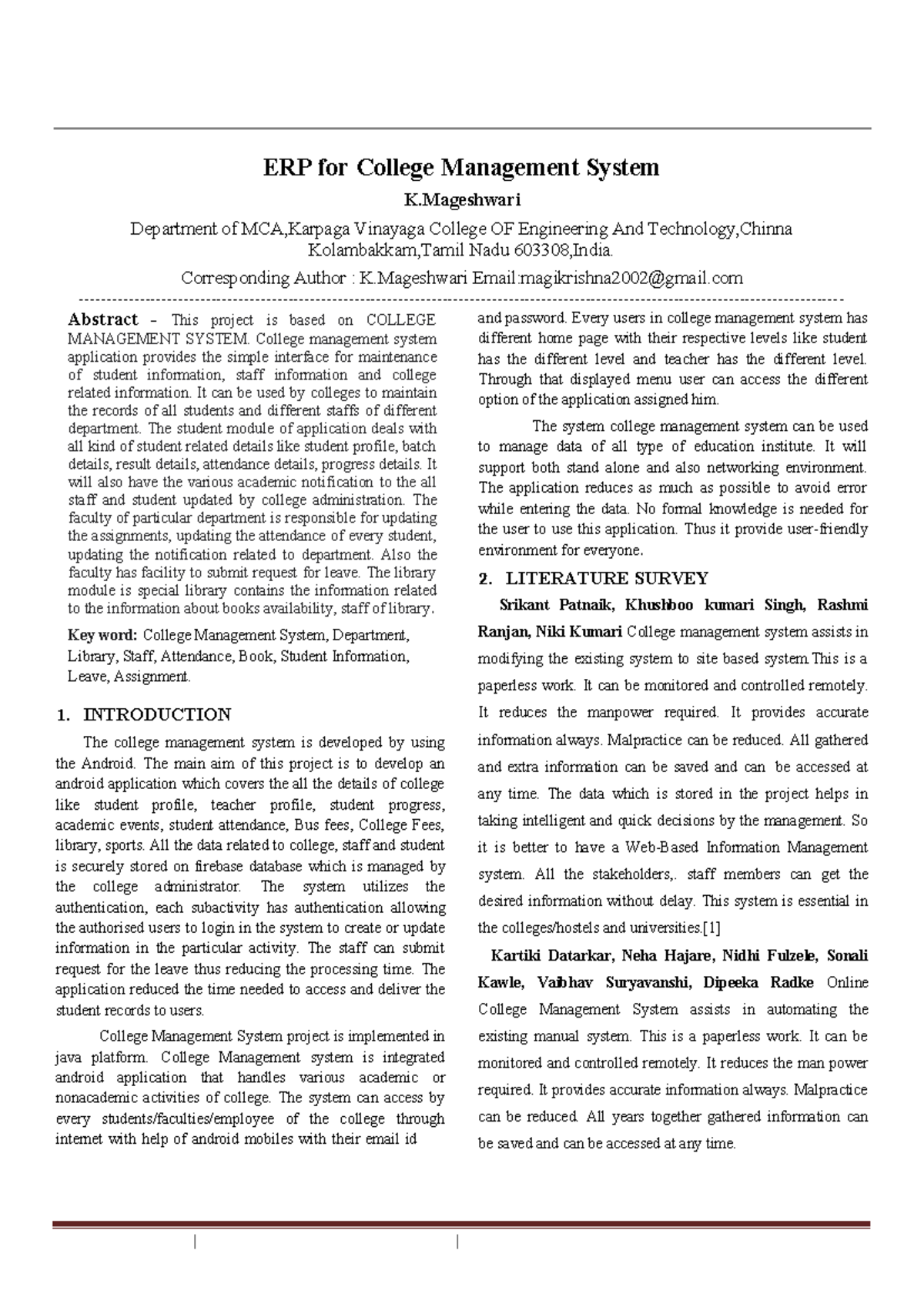 ERP journal - i need this project - ERP for College Management System K ...