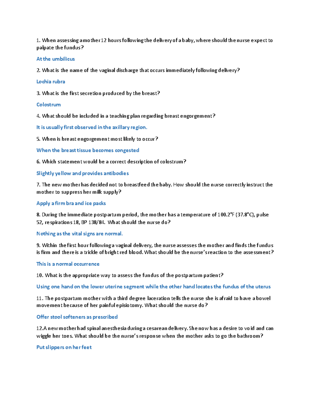 Nursing Chapter 28 Review Notes: Postpartum Care Insights - Studocu