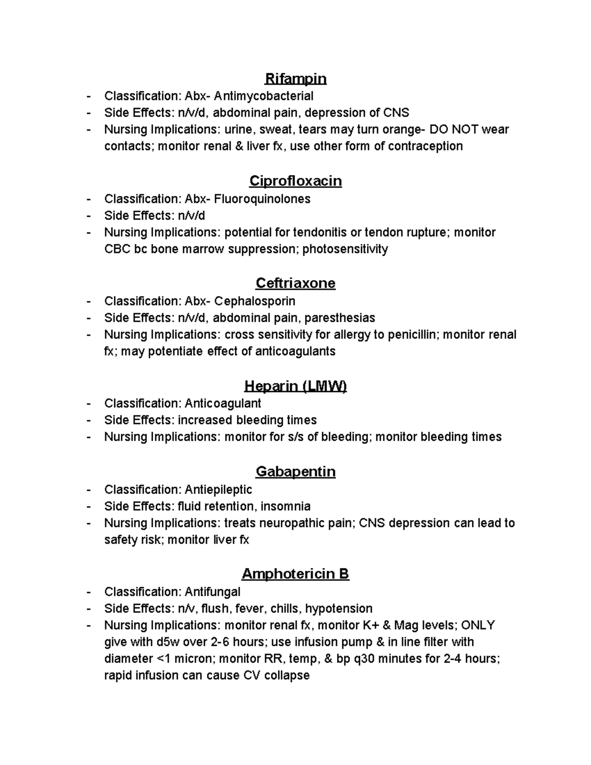 Nur 211 Exam 2 Study Notes: Key Medications & Nursing Implications ...