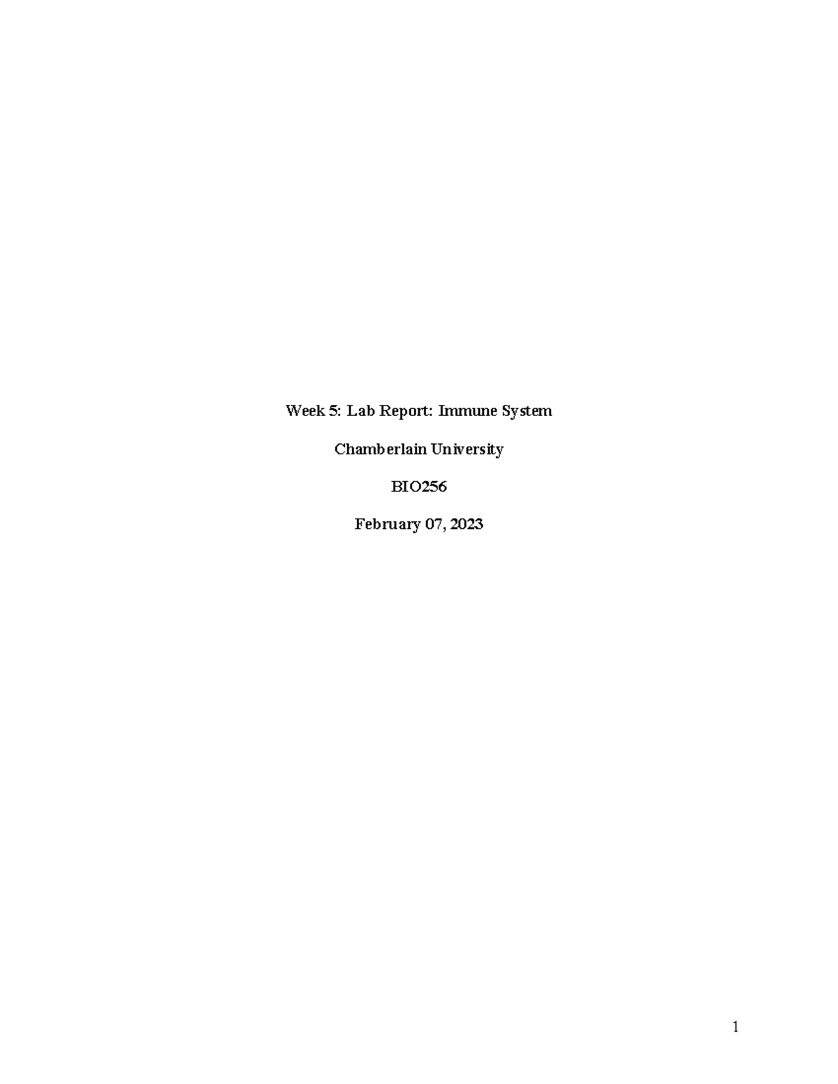 BIO 101 Week 5 Lab Report: Analyzing the Immune System - Studocu