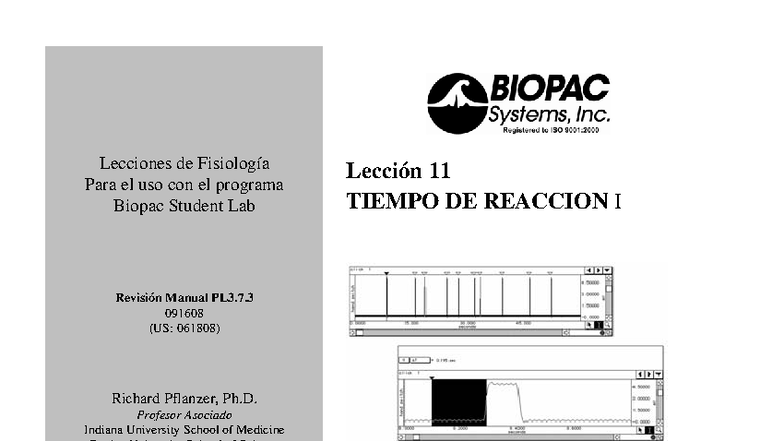 Lección 11: Tiempo de Reacción I - Biopac Student Lab Manual PL3.7.3 ...
