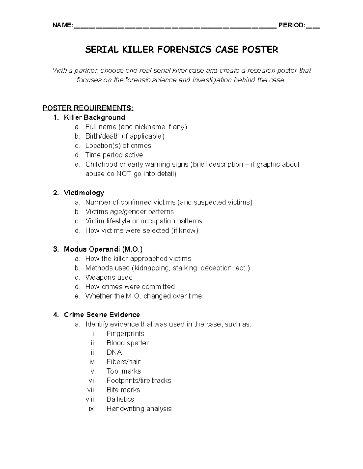 Serial Killer Forensics Case Study Poster - Studocu