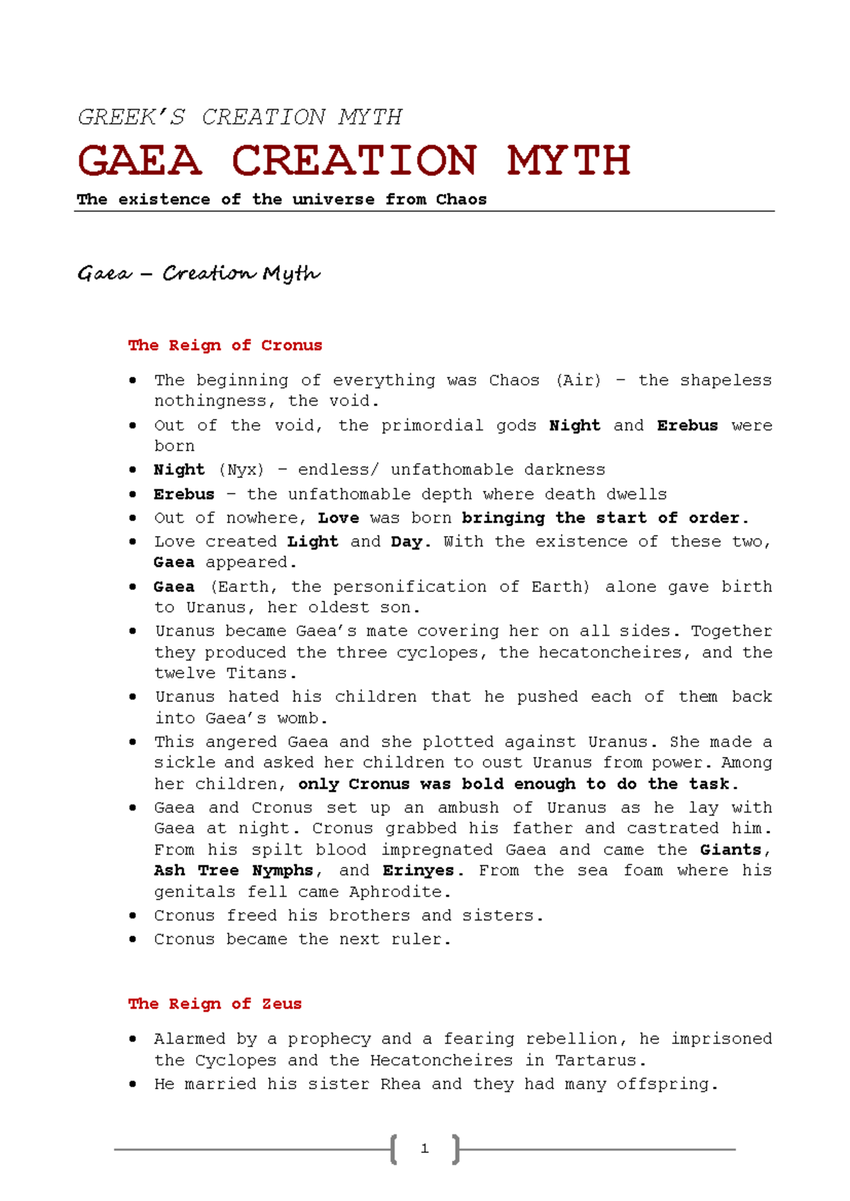 Greek and Norse Creation Myths Overview - MC LIT 2 Notes - Studocu