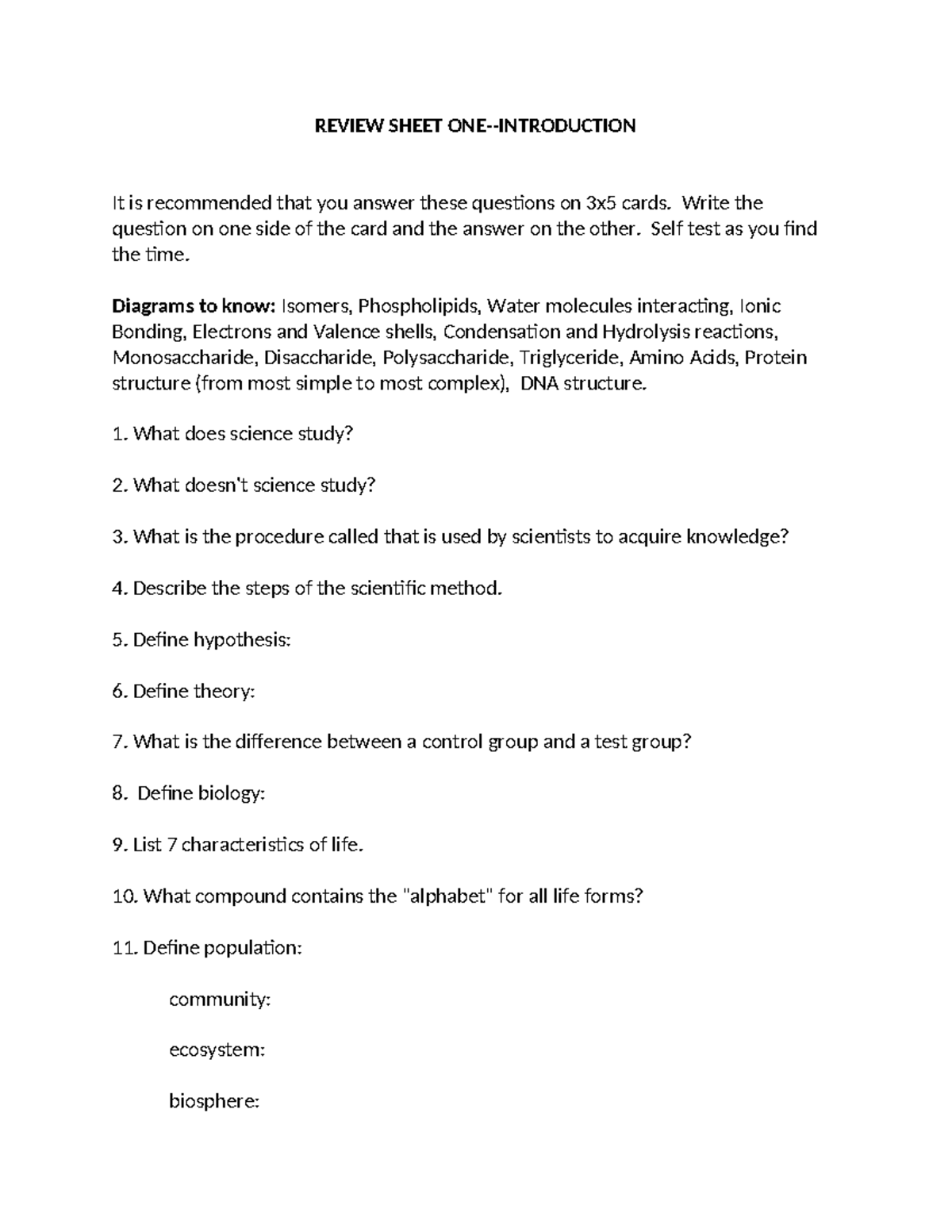 Organic Chemistry Review Questions and Answers (OCHEM 101) - Studocu