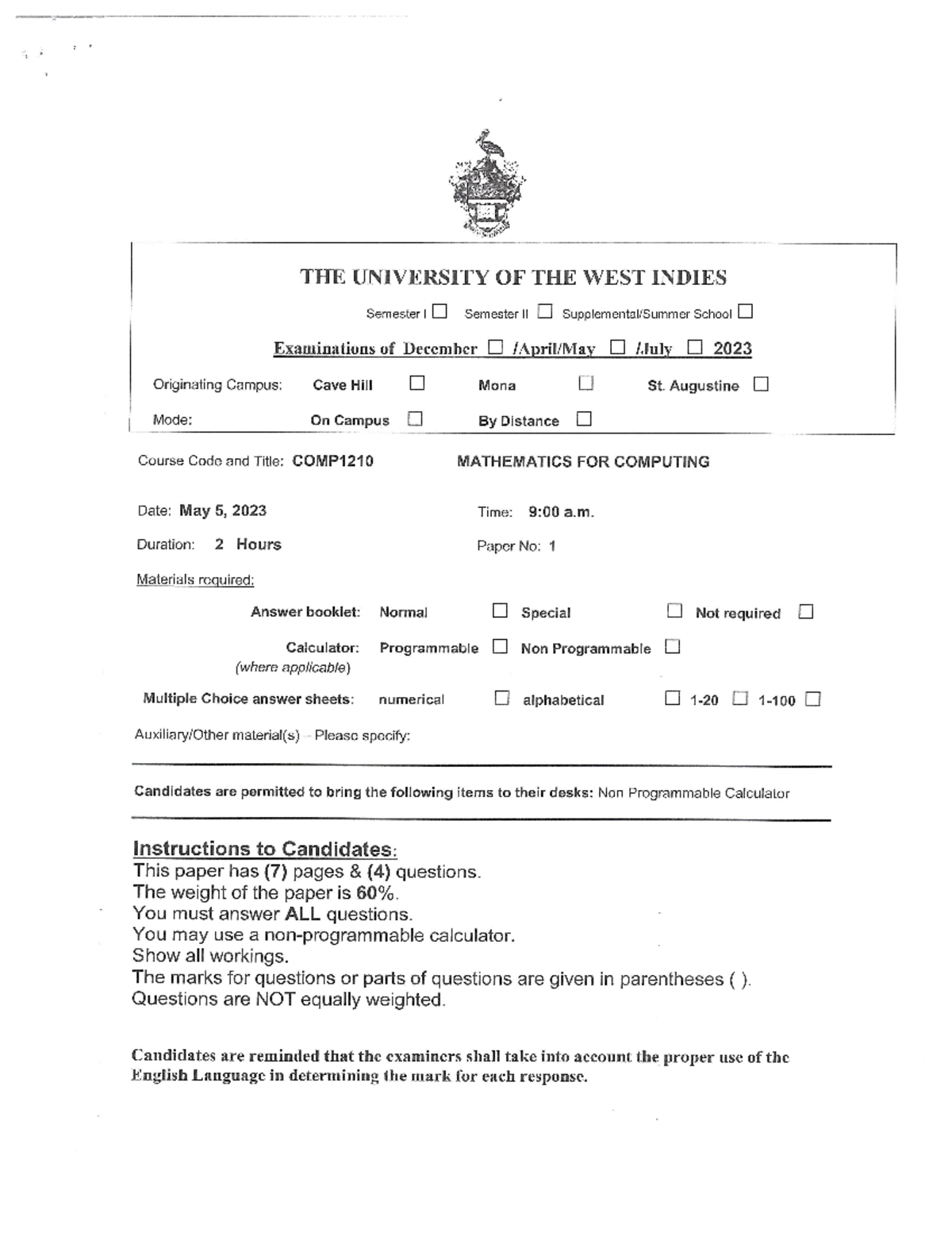 May 2023 - Past Exam Papers Summary and Insights - Studocu