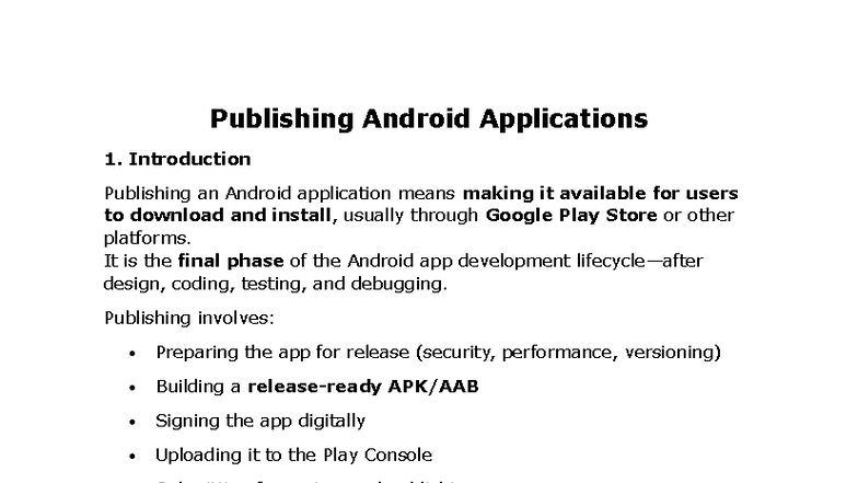 Android App Publishing Guide: Key Steps & Best Practices - Studocu
