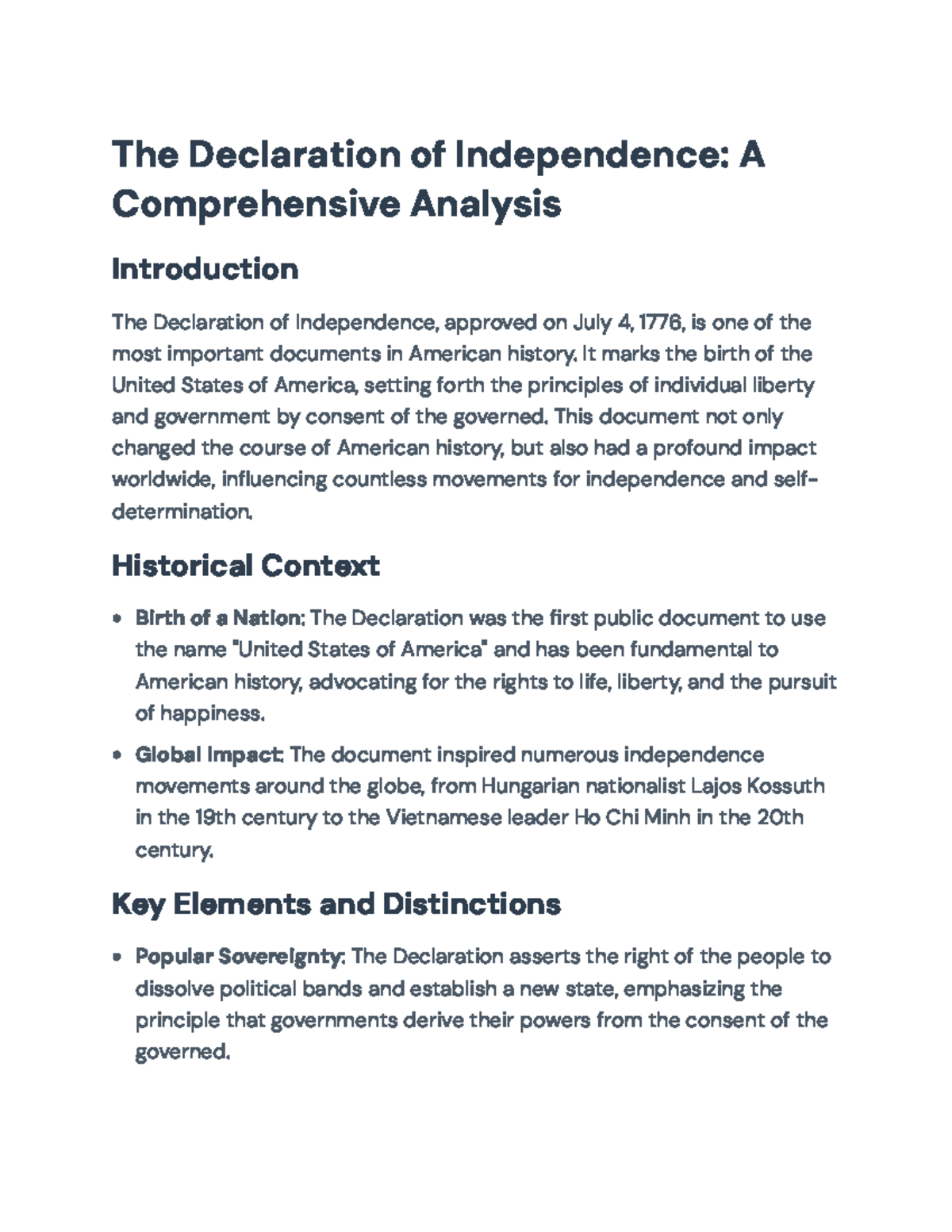 A Comprehensive Analysis of the Declaration of Independence - The ...