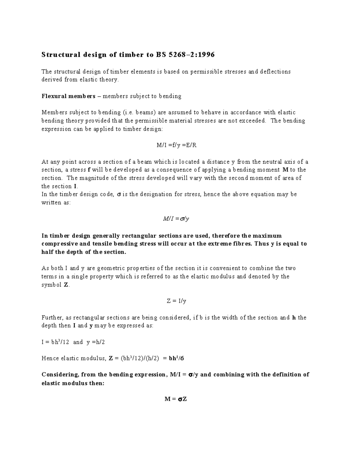 Timber Structural Design to BS 5268: Key Principles and Examples - Studocu