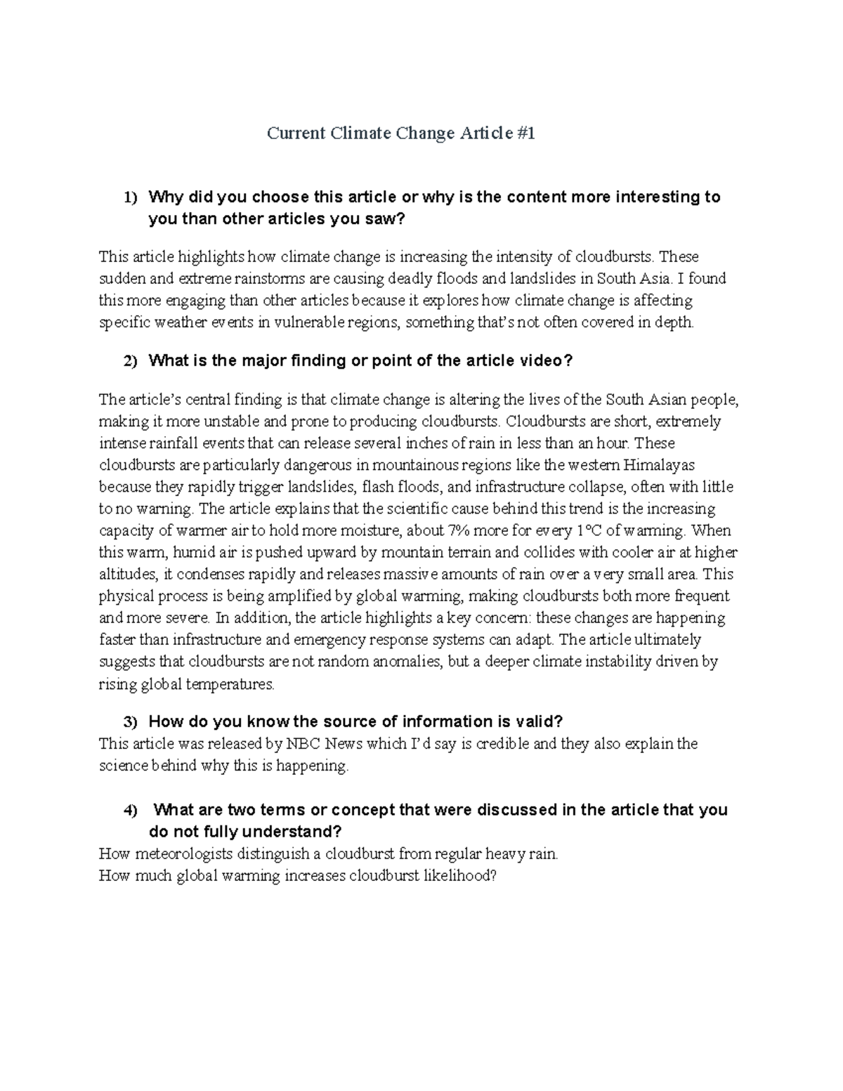 Current Climate Change Article #1: Impact of Cloudbursts in South Asia ...