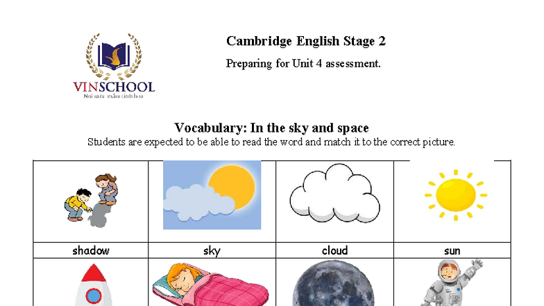 G1 ESL Unit 4 Test Prep: Sky, Space & Simple Past - Studocu
