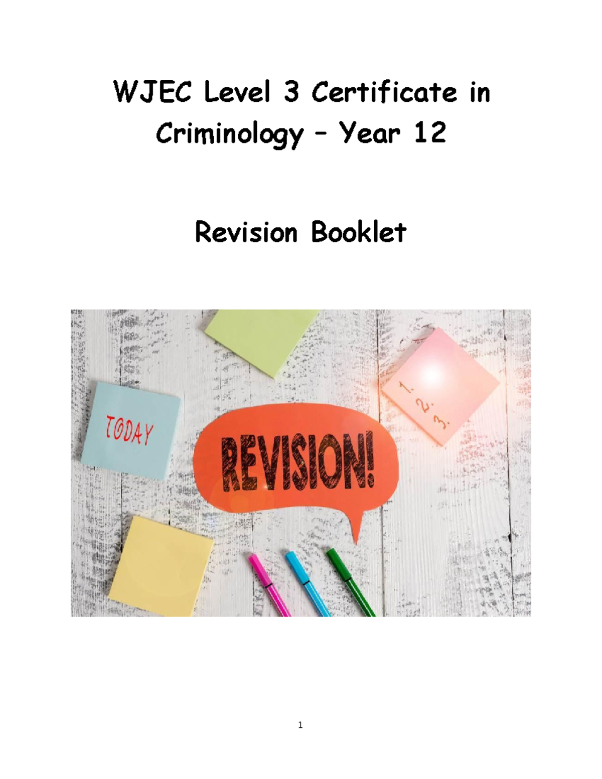 WJEC Criminology Year 12 - Revision Booklet for Unit 2 Topics - Studocu