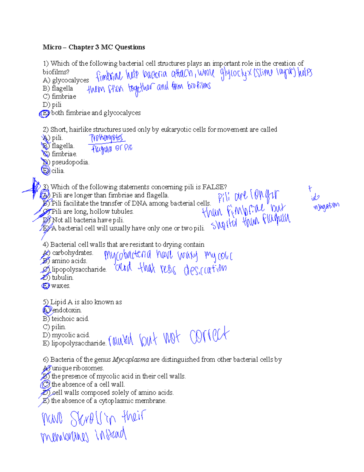 Microbiology - Ch 3 & 4 MC Questions Review - Studocu