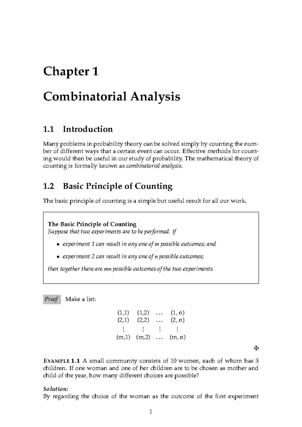 ST2131 Probability L1-4 - Chapter 1 Combinatorial Analysis 1 Introduction Many problems in - Studocu
