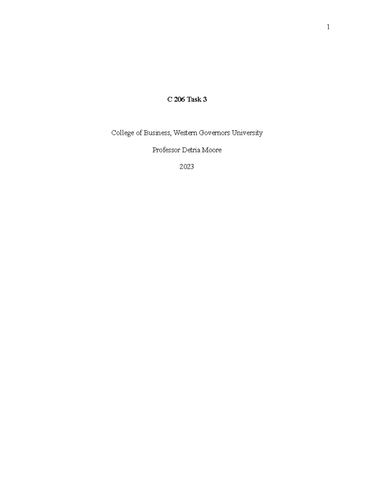 C206 Task 3 - C206 Task 3 Pass - C 206 Task 3 College of Business ...