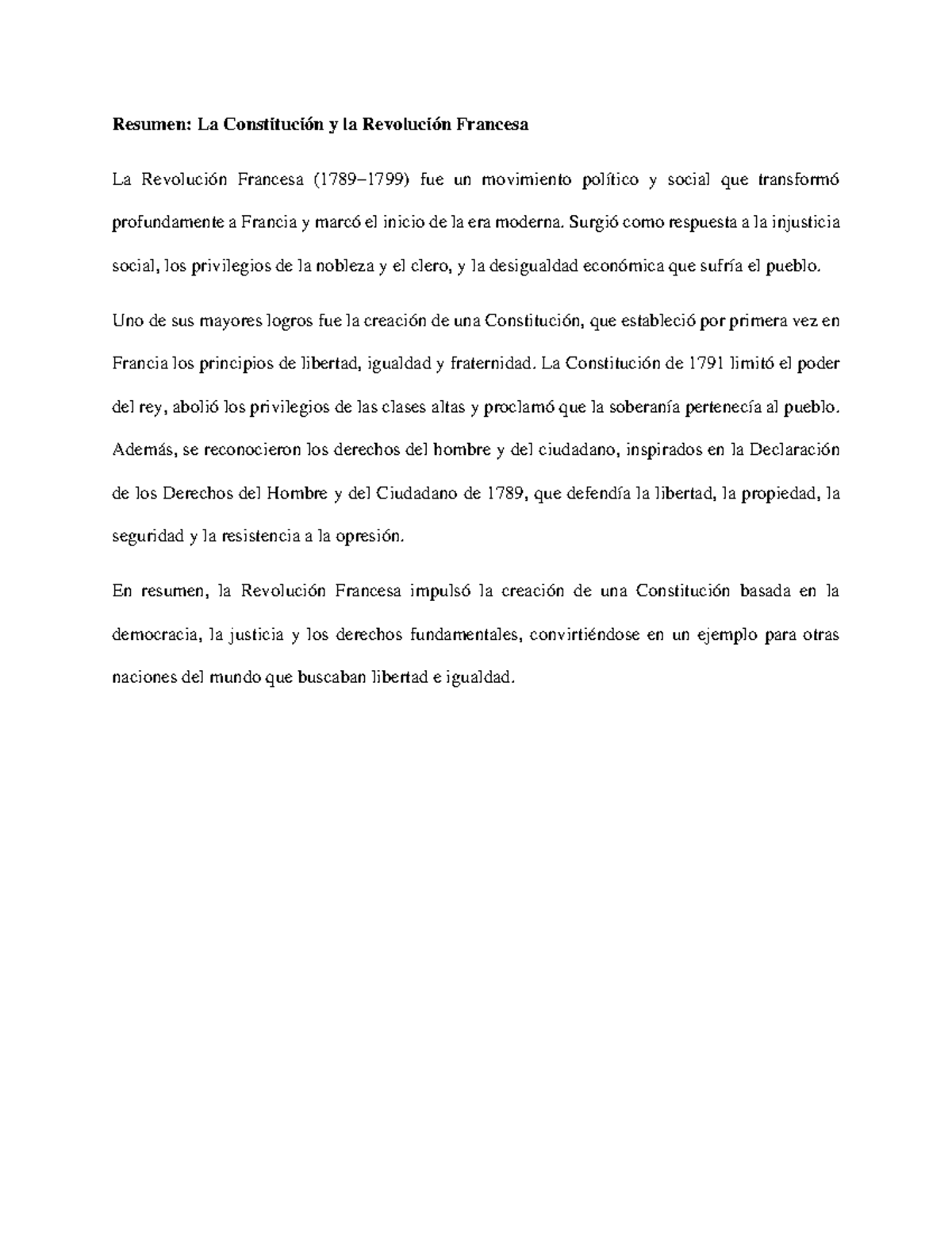Resumen: La Constitución y la Revolución Francesa - Análisis Histórico ...