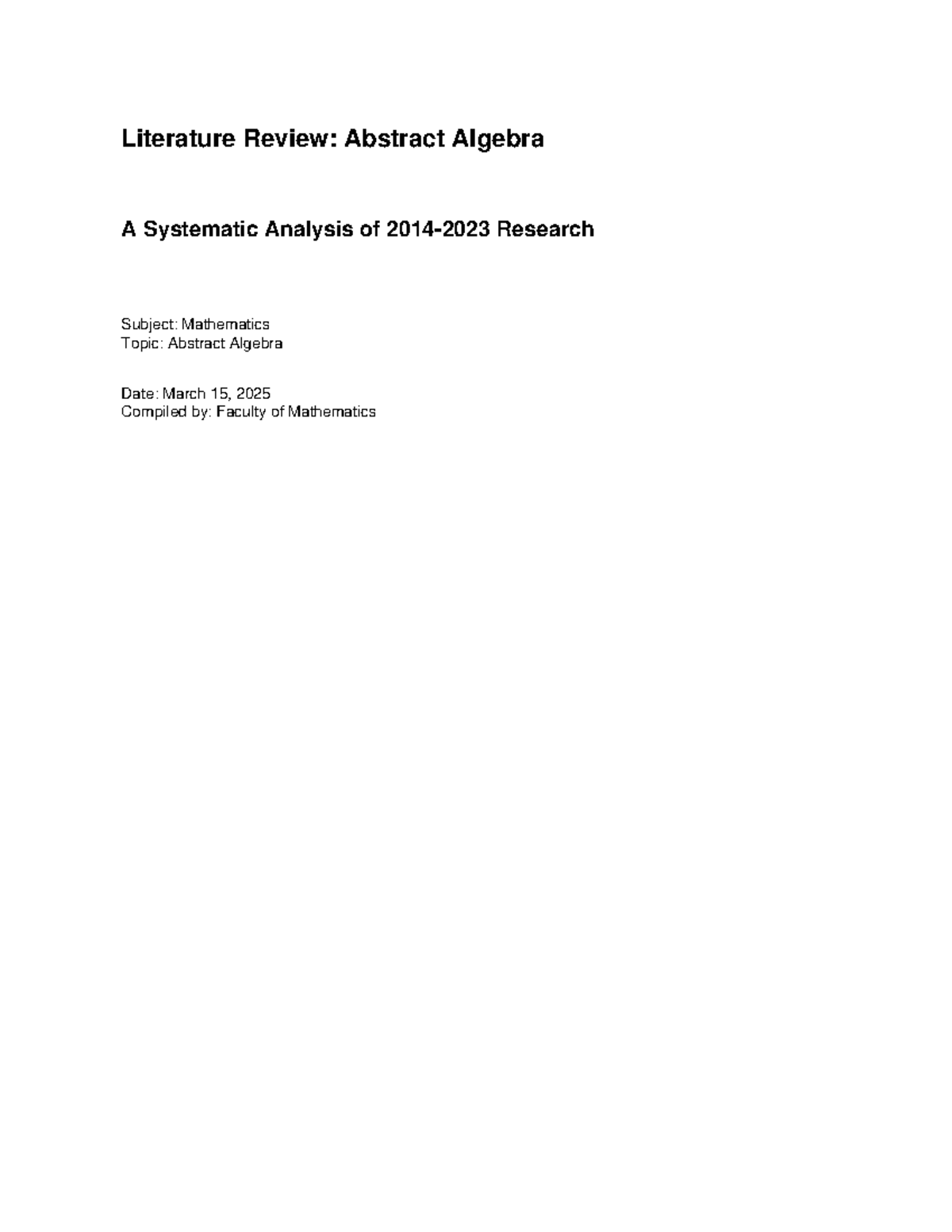 Systematic Literature Review on Abstract Algebra: Insights & Trends ...