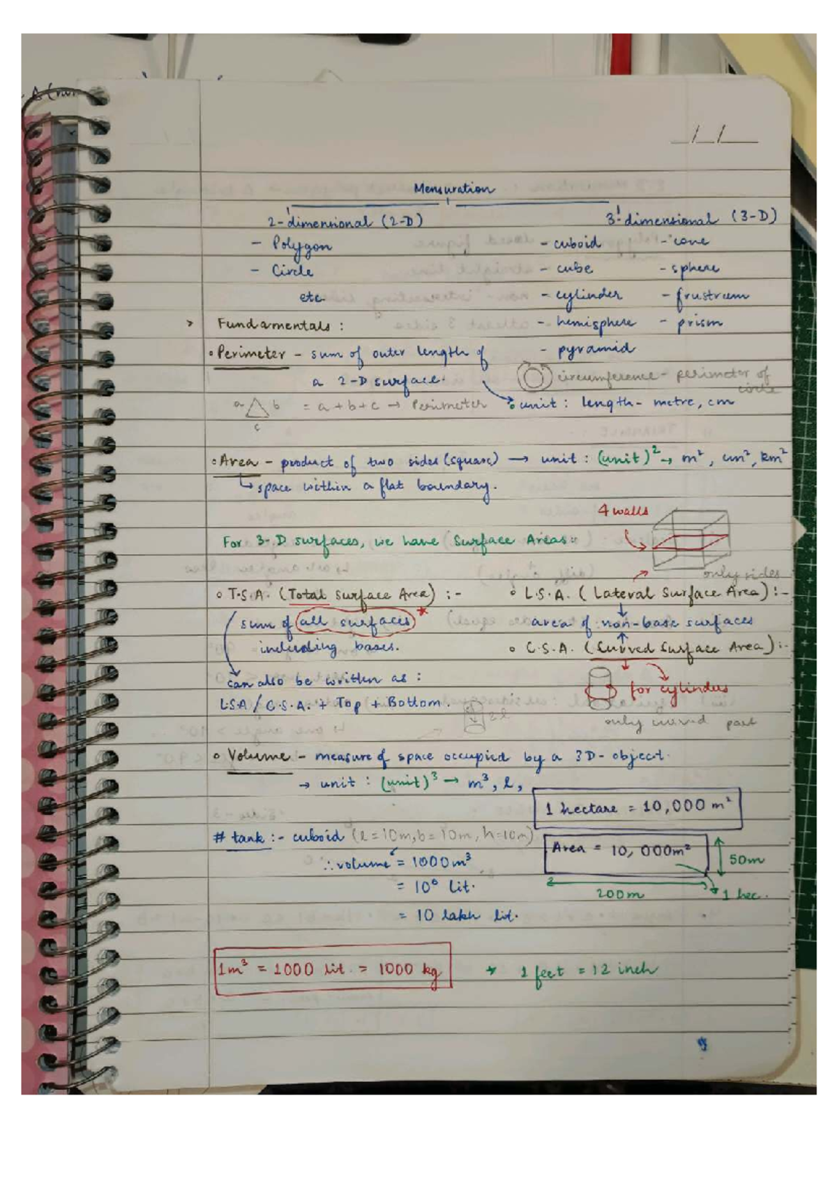 Mensuration Fundamentals: Shapes, Areas, and Volumes - Studocu