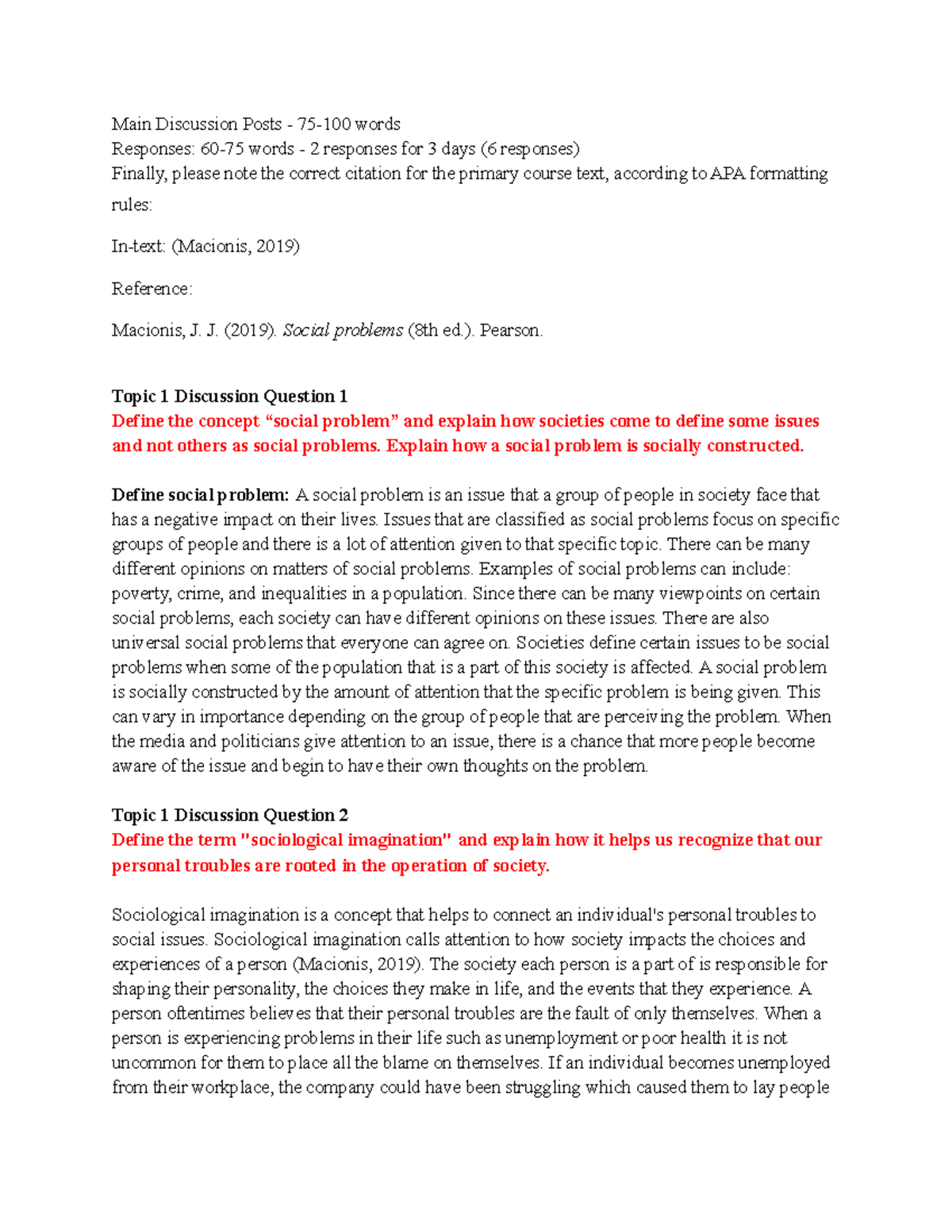 SOC 220 - Discussion Posts on Social Problems and Movements - Studocu