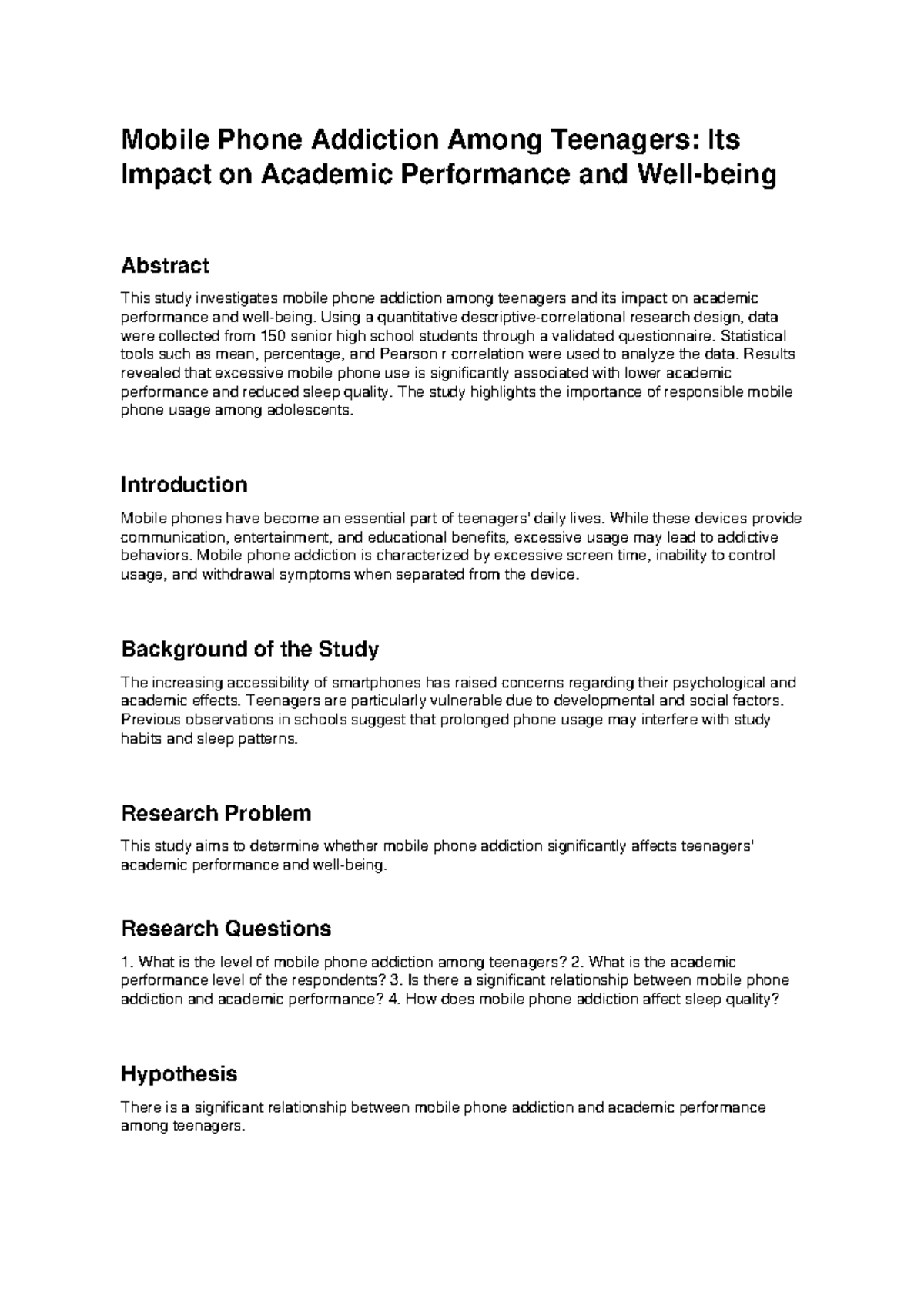 Mobile Phone Addiction and Its Impact on Academic Performance: A Study ...