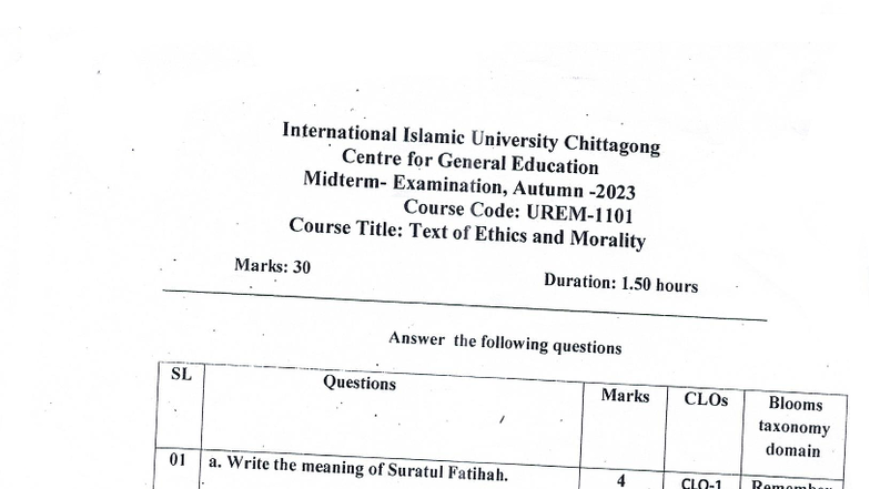 UREM-1101 Autumn 2023 Ethics and Morality Exam Questions - Studocu