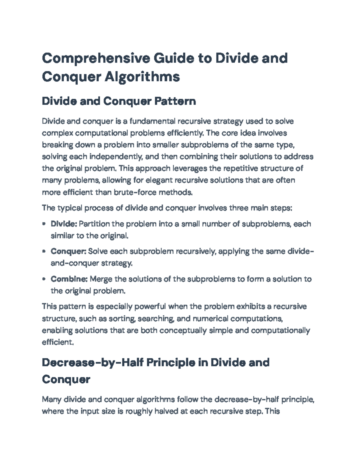 Comprehensive Guide to Divide and Conquer Algorithms (CS101) - Studocu