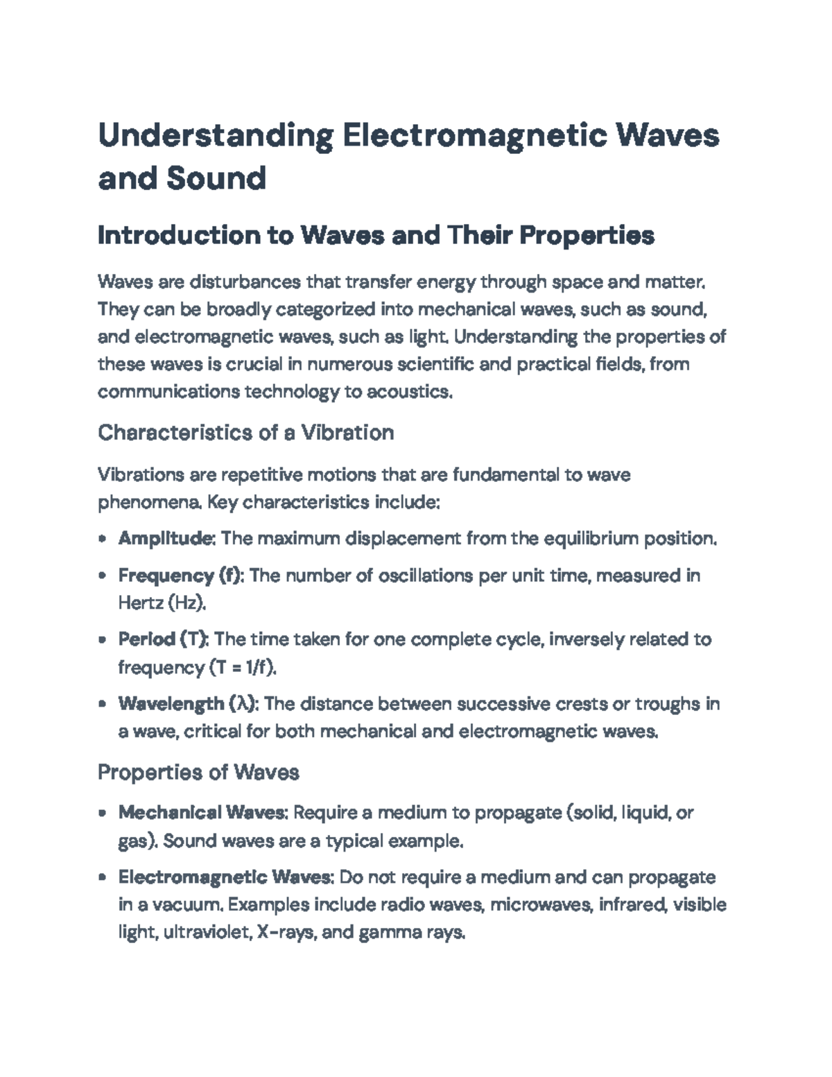 Understanding Electromagnetic Waves and Sound: Properties and Applications - Understanding - Studocu
