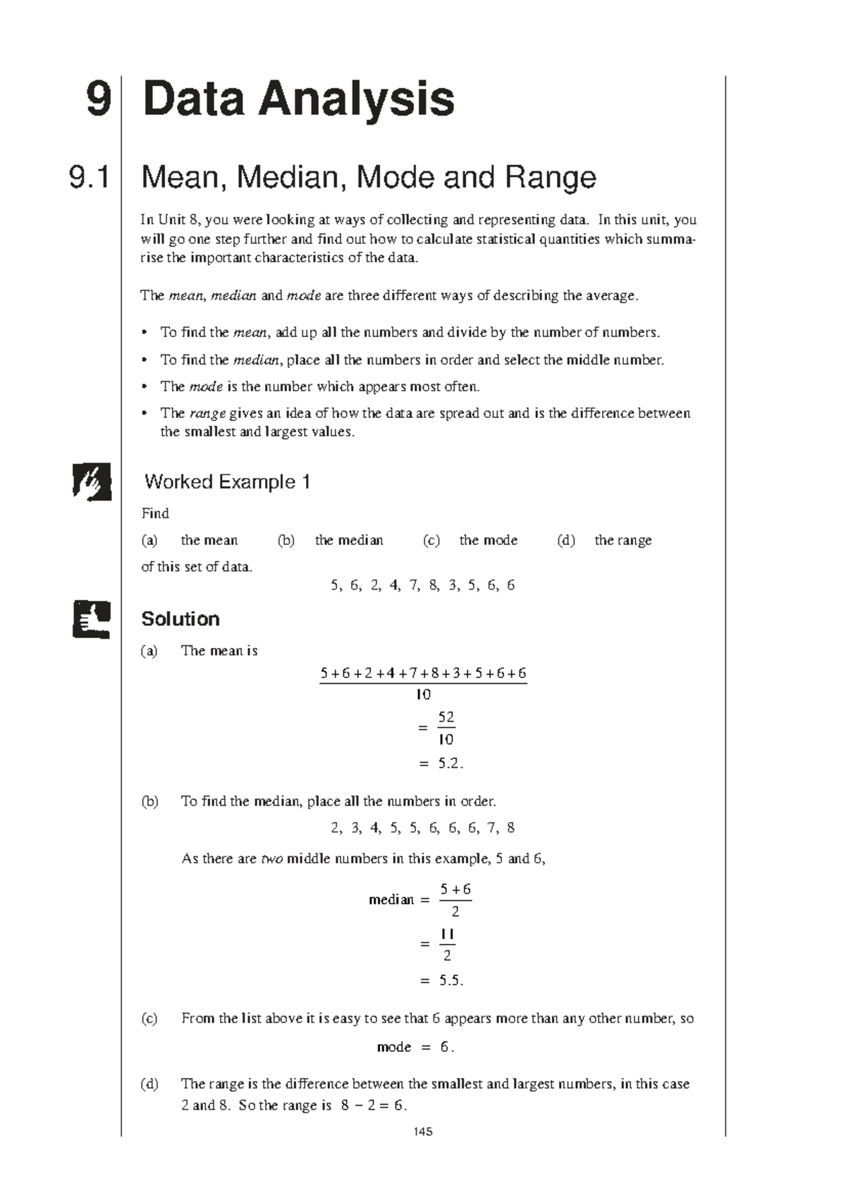 MEP Pupil Text 9 Data Analysis: Mean, Median, Mode & Range Notes - Studocu