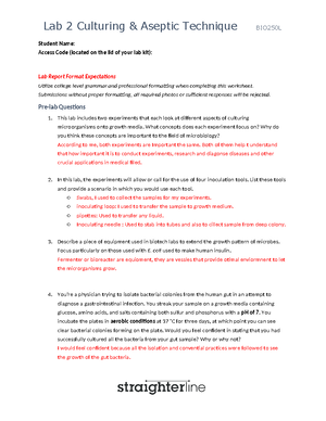 BIO250 Lab 4 - bio lAB 4 - Student Name: Access Code (located on the lid of your lab kit): Lab ...