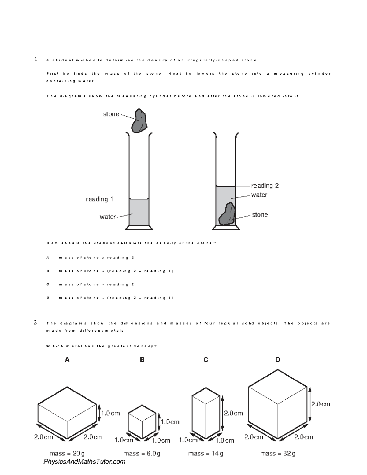 Density (Multiple Choice) QP - Physics Exam Review - Studocu