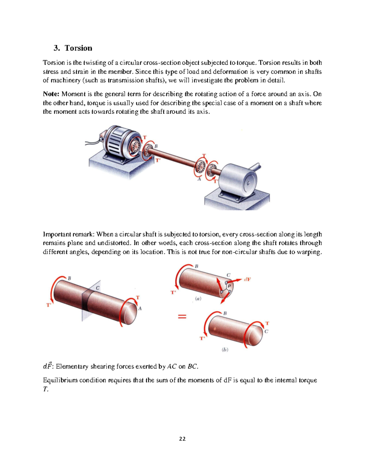 Chapter 3 - Torsion - 3. Torsion Torsion is the twisting of a circular ...