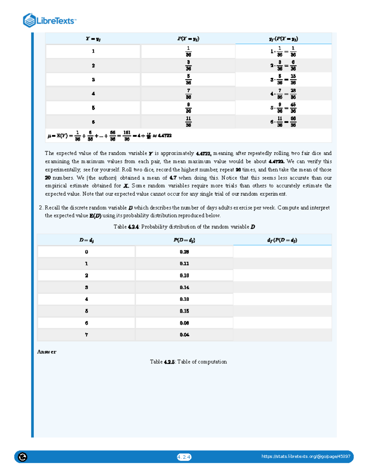 Elements of Statistics: Expected Value & Random Variables (STAT 4.2.4) - Studocu