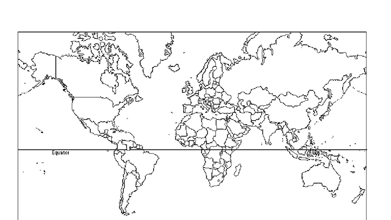 Blank World Map - outline map - Mercator Projection, Scale 1: ...