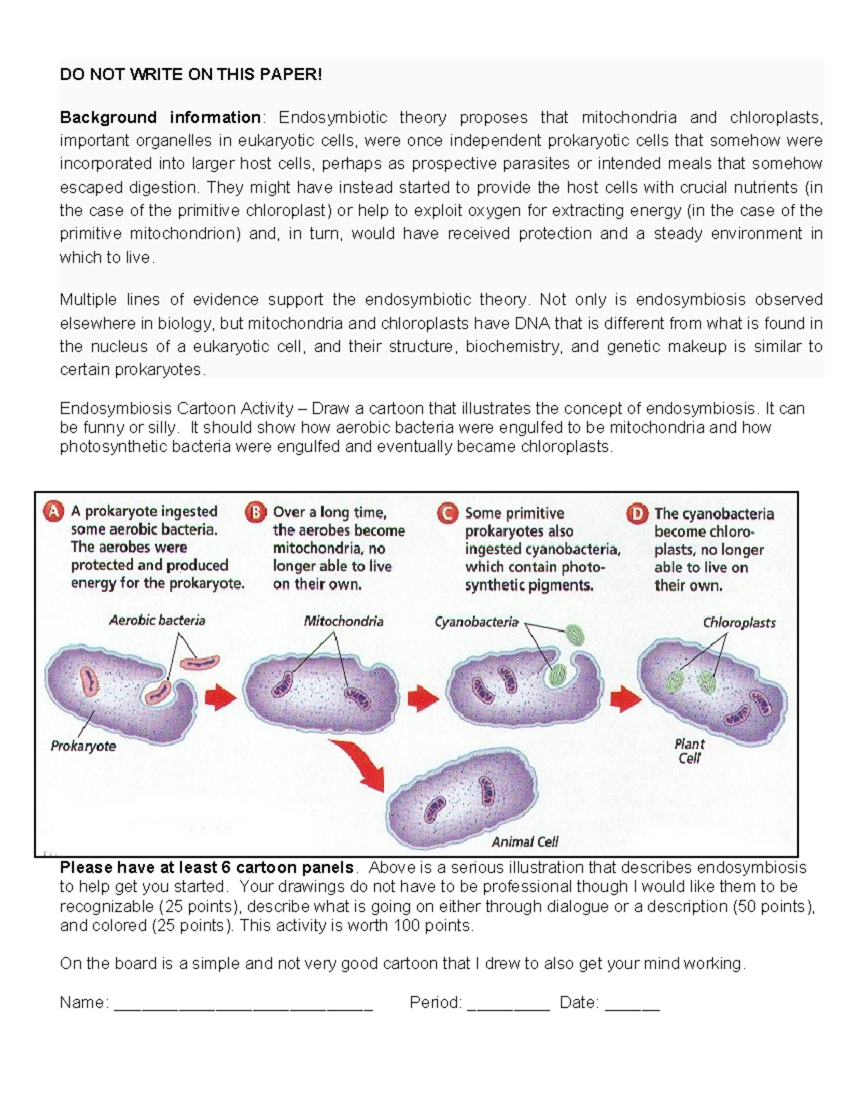 Endosymbiosis Cartoon Activity: Illustrating a Key Biological Theory ...