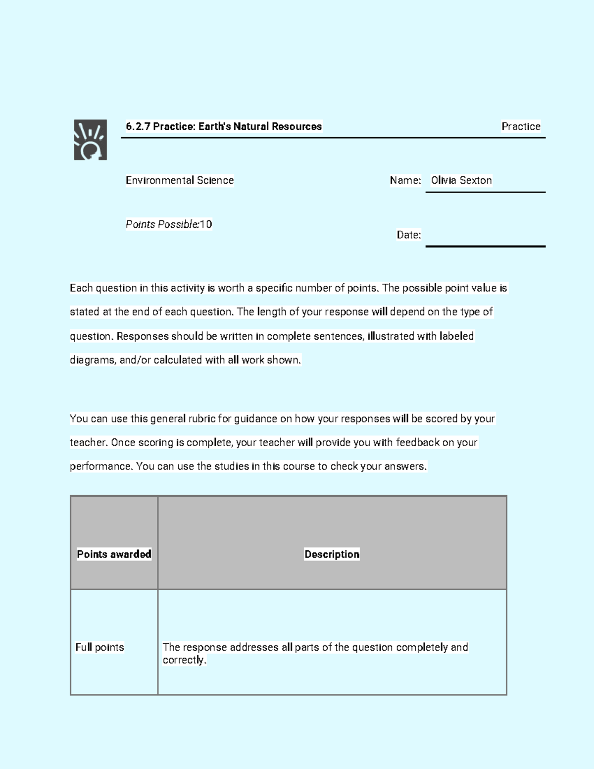 6.2.7 Practice: Understanding Earth's Natural Resources - Studocu