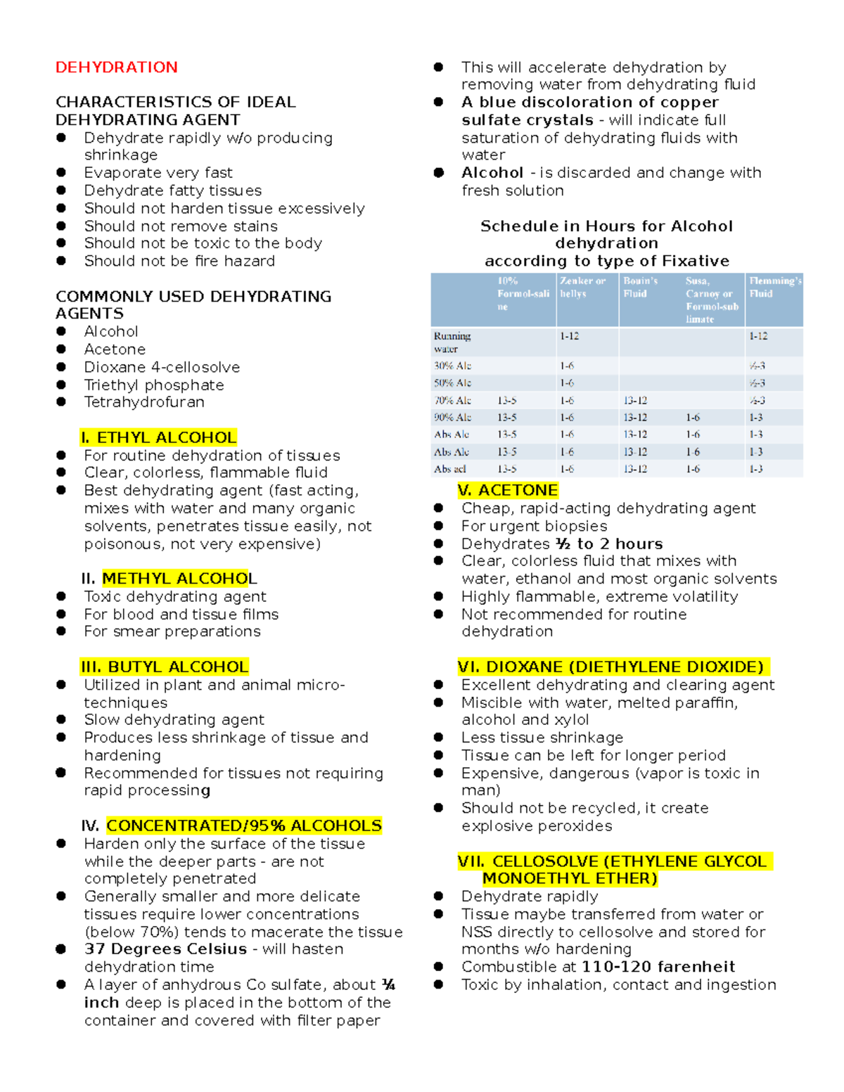 Dehydration & Clearing Agents: Characteristics & Applications - Studocu