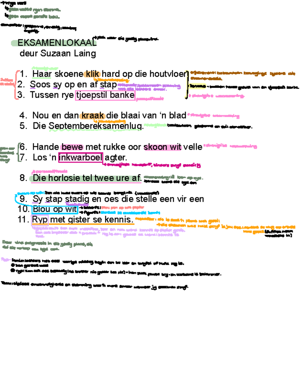 Afrikaans DOU: Gedig Analise van die Eksamenlokaal - Studocu