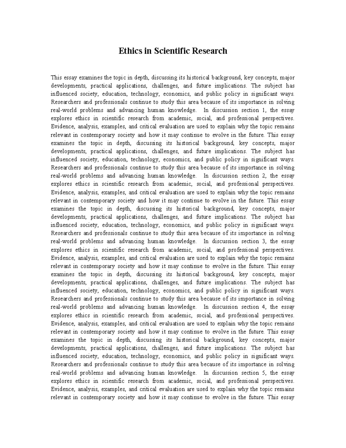 Ethics in Scientific Research: Key Concepts and Future Implications ...