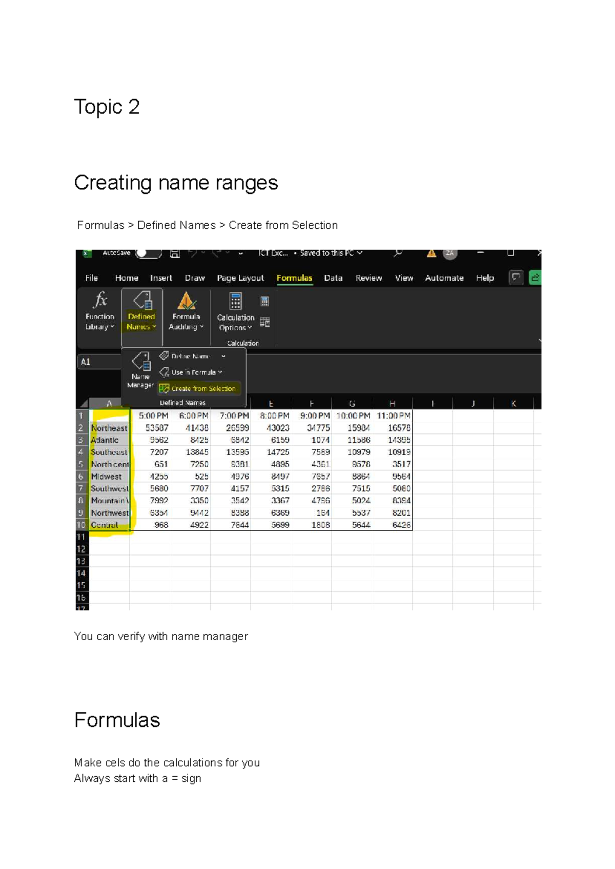 Excel Notes 1-8: Creating Name Ranges & Data Management Techniques ...
